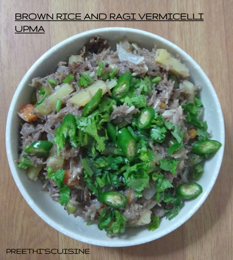 BROWN RICE AND RAGI VERMICELLI UPMA - Preethi's Cuisine