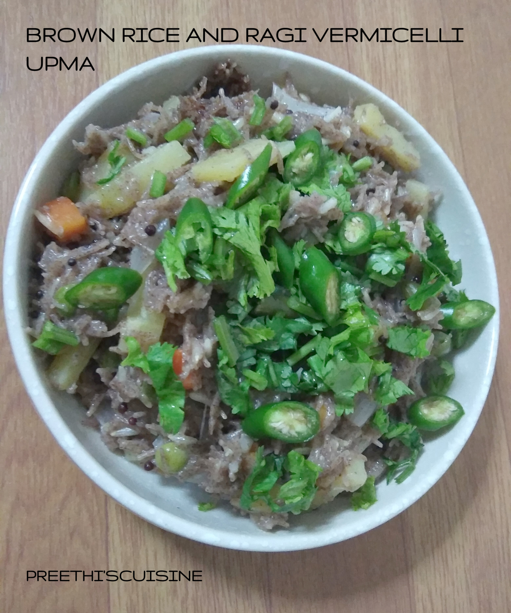 BROWN RICE AND RAGI VERMICELLI UPMA - Preethi's Cuisine