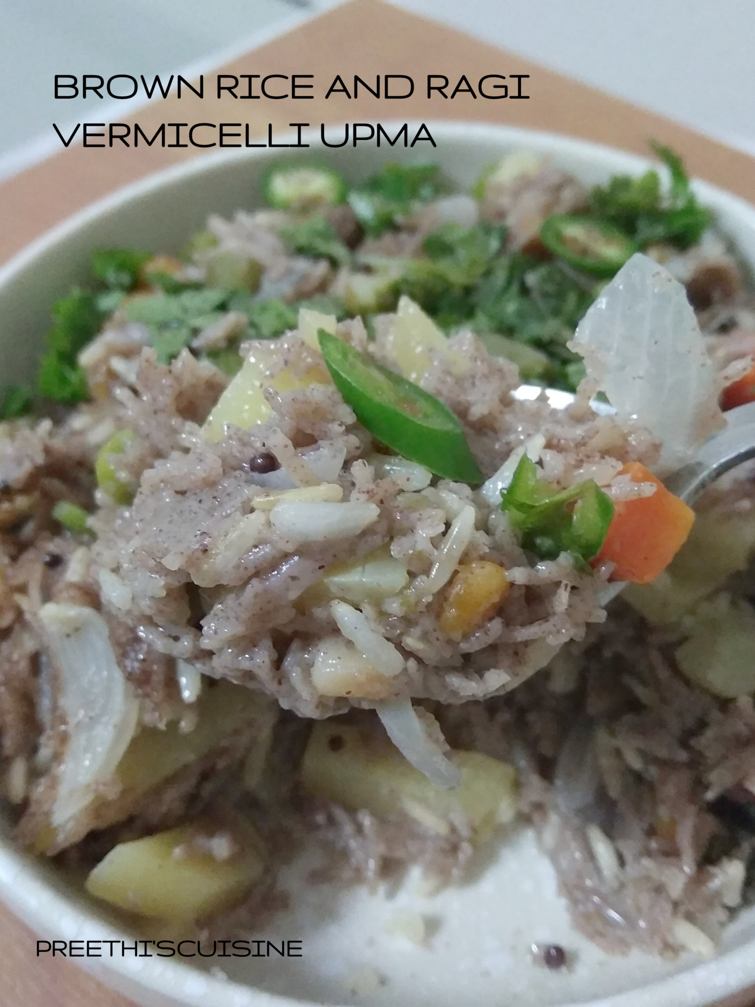 BROWN RICE AND RAGI VERMICELLI UPMA - Preethi's Cuisine