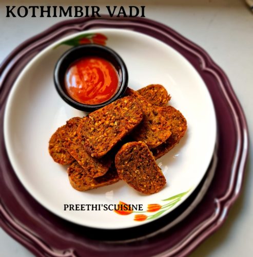 KOTHIMBIR VADI (MAHARASTRIAN SNACK) - Preethi's Cuisine